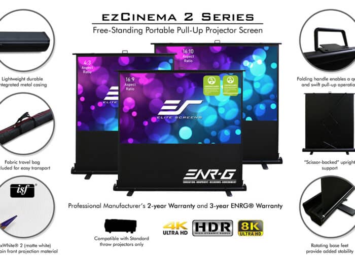 EzCinema 2 Series| Portable Free Standing Projector Screen